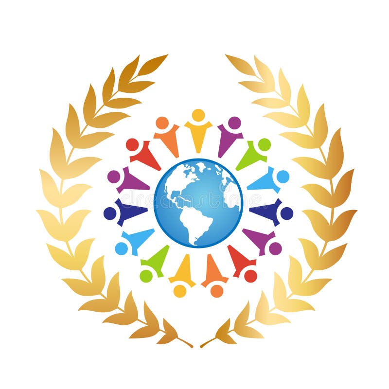 Globe People Logo Icon on White Background. Stock Illustration ...