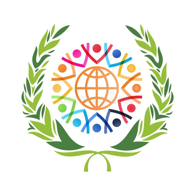 Globe People Logo Icon on White Background. Stock Illustration ...