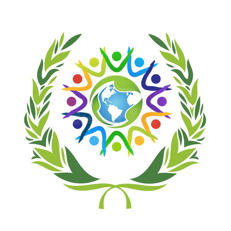 Globe People Logo Icon on White Background. Stock Illustration ...