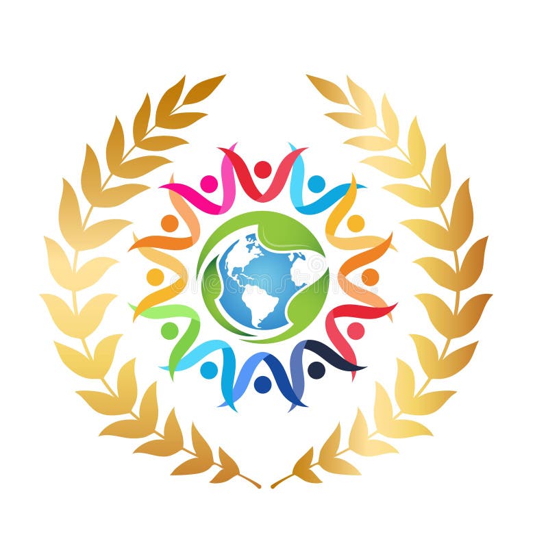 Globe People Logo Icon on White Background. Stock Illustration ...