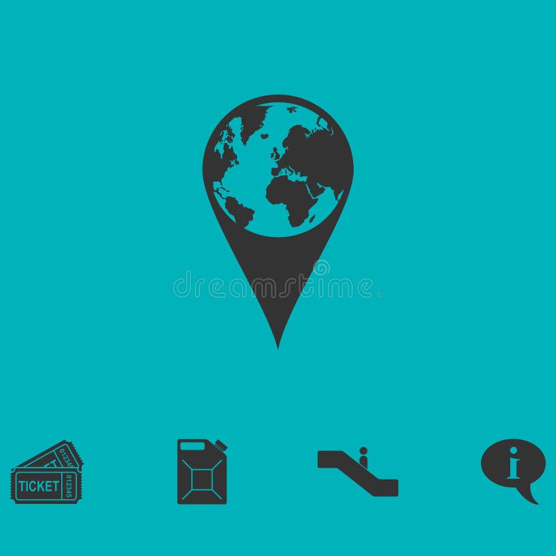 Globe pin icon flat stock vector. Illustration of globe - 137930790