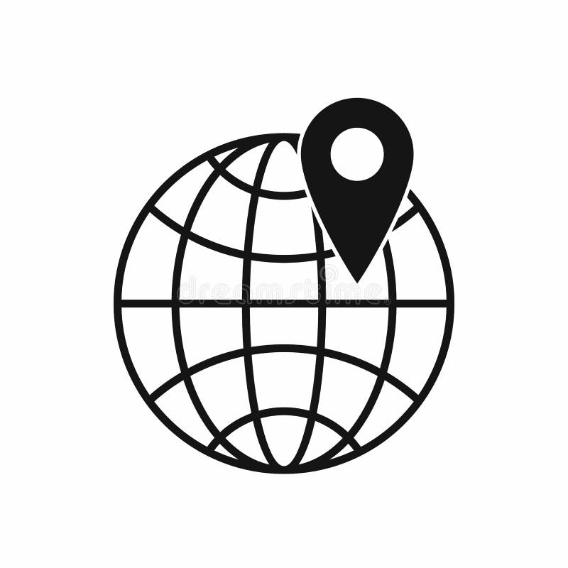 Globe with Pin Icon, Simple Style Stock Vector - Illustration of ...