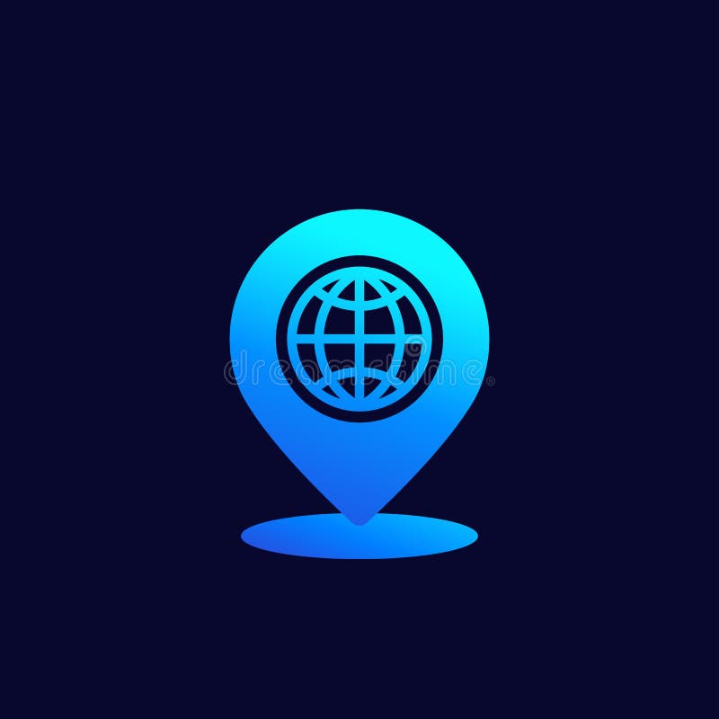 Globe and Pin Marker, Icon for Web Stock Vector - Illustration of ...