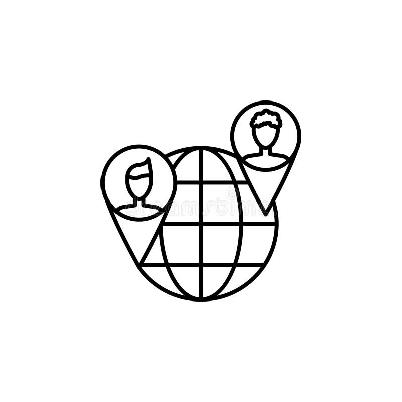 Globe, Pin, Work in the Distance Icon. Simple Line, Outline Vector ...