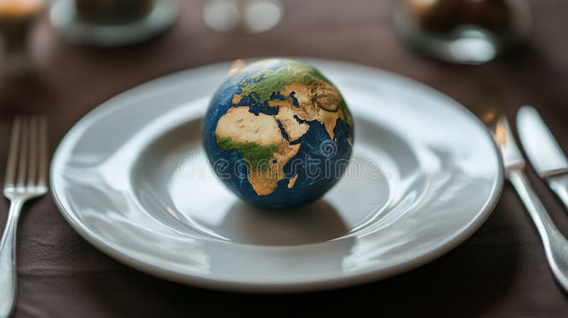 A Globe Placed on a Plate Highlighting Global Hunger and Food Security ...
