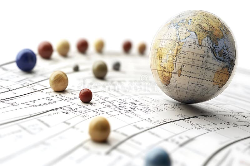 Globe and Planets on a Chart Conceptual Art for Scientific Education ...