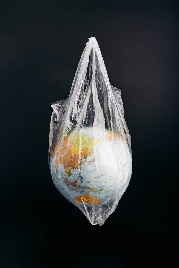 Globe in a Plastic Bag. Earth Contaminated by Plastic Waste Stock Photo ...