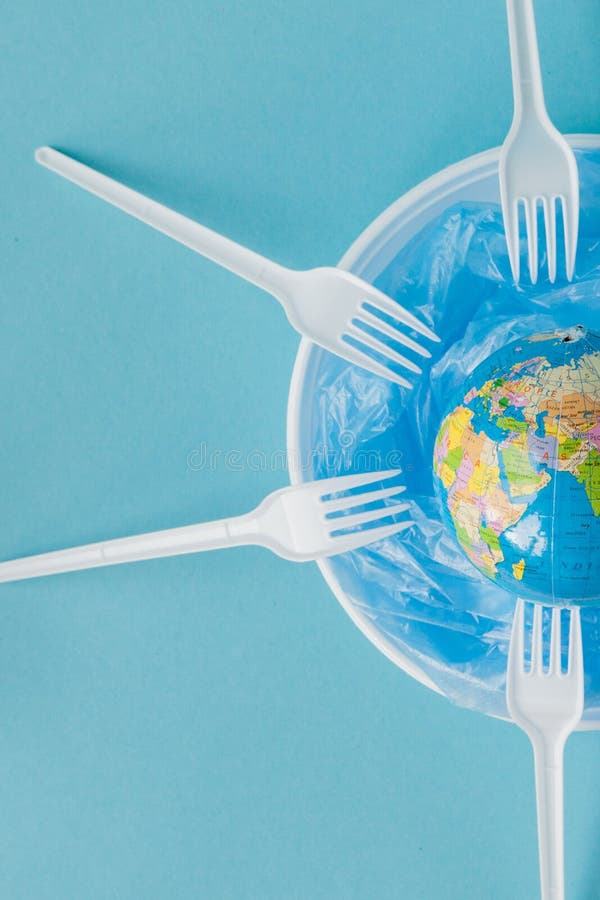 Globe on a Plastic Plate. the Concept of Ecology, Land Conservation ...