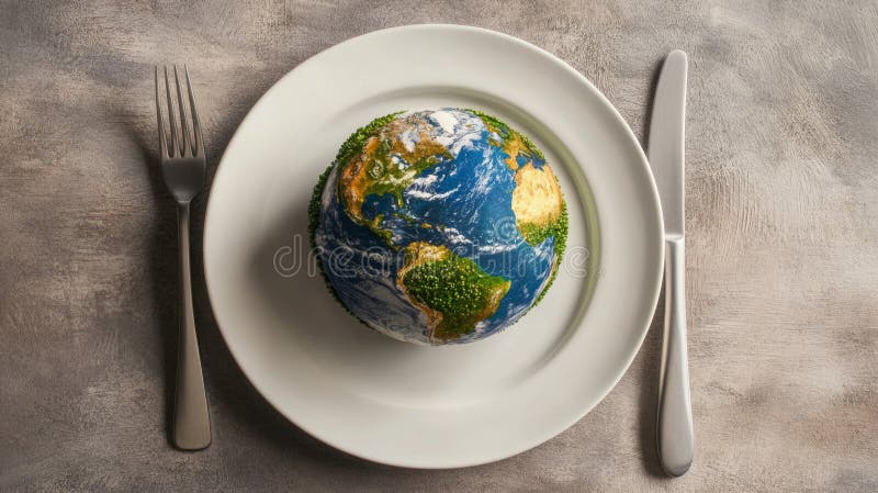 A Globe on a Plate Highlighting Global Hunger and Food Security ...