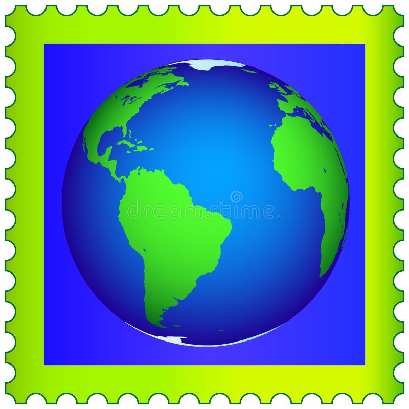Globe on the postage stamp stock vector. Illustration of globalization ...