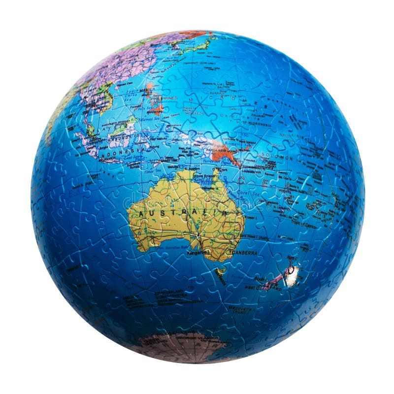 Globe Puzzle Isolated. Map of Australia and Oceania Stock Photo - Image of globe, isolated: 83662154