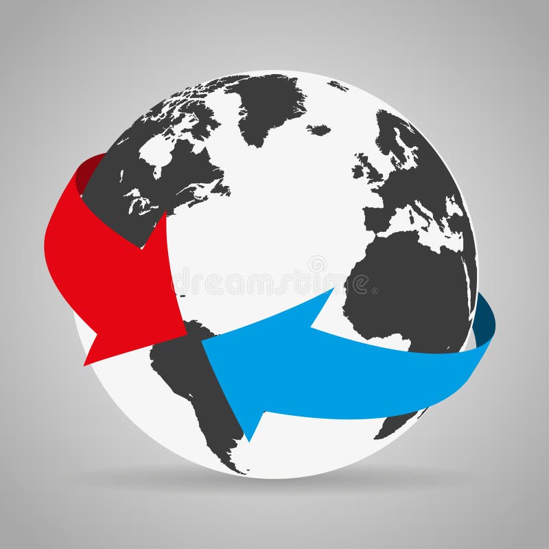 Globe and Red and Blue Arrows are Shown in the Image Stock Vector ...