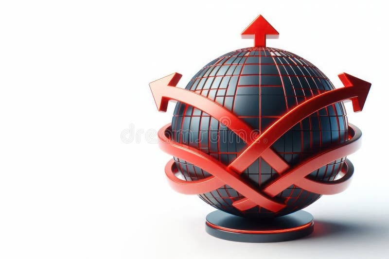 Globe with Red Direction Arrows. Space for Text. Stock Illustration ...