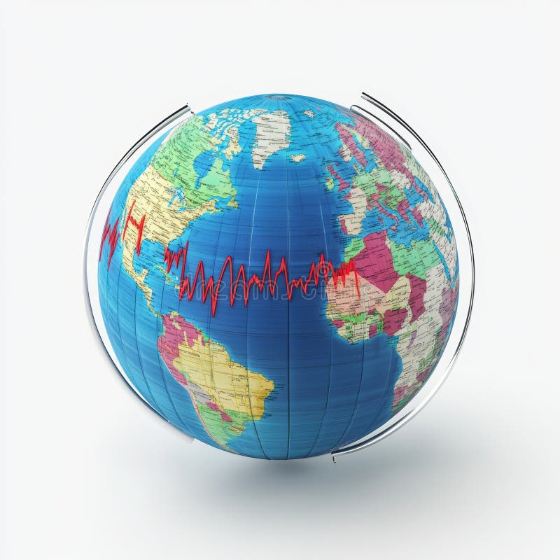 A Globe with a Red Line on it Stock Illustration - Illustration of ...
