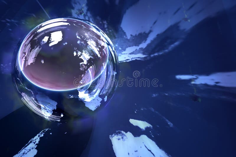 Globe reflected in sphere stock illustration. Illustration of shiny ...