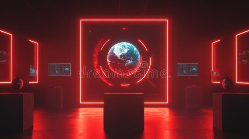 A Globe Rendered in 3D Holography with Bright, Vibrant Lighting ...