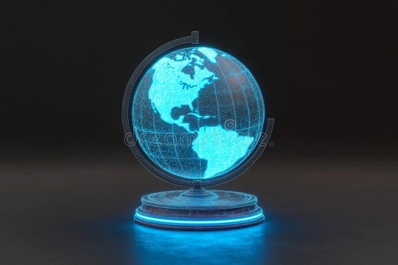 The Globe Representing the 3D World Allows for Data Transfer through a ...