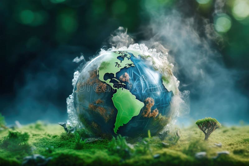 A Globe, Representing the Earth, is Enveloped in Swirling Smoke, a ...