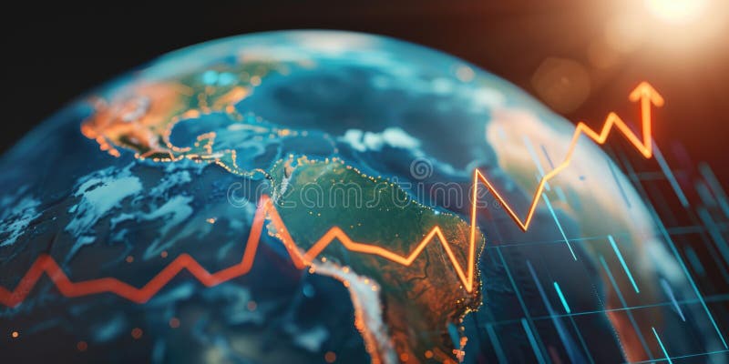 Globe with rising graph stock photo. Image of economic - 374214258