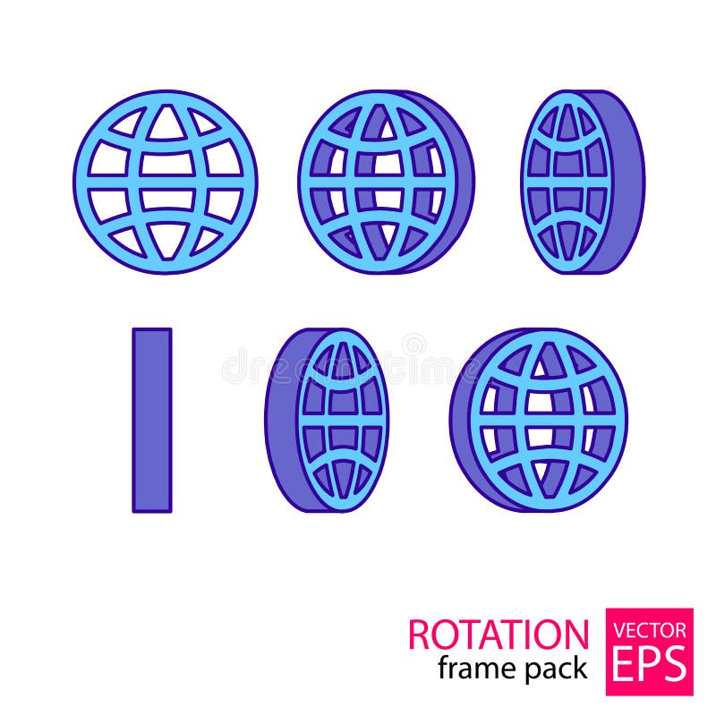 The Globe Rotating Icon Set of Frames Stock Vector - Illustration of ...