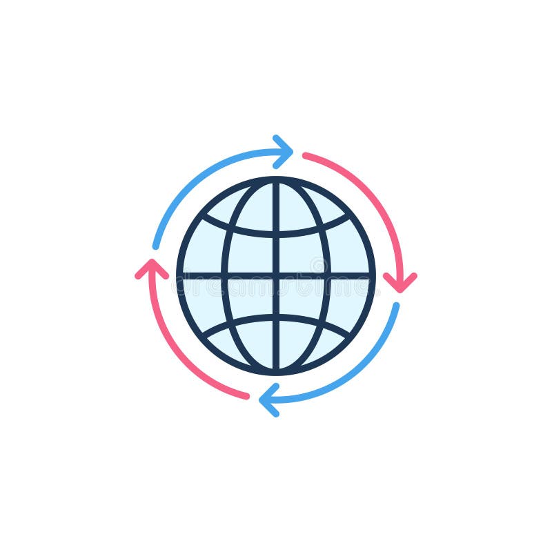 Globe with Round Arrows Vector Concept Colored Icon Stock Illustration ...