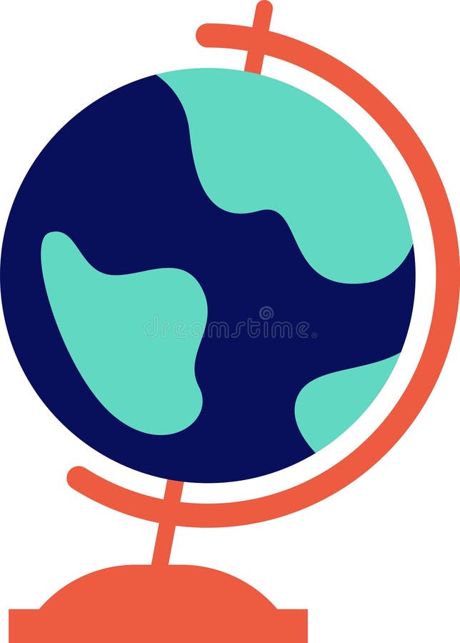 Globe in a School Classroom Primary Education Geography World Map Stock Illustration ...