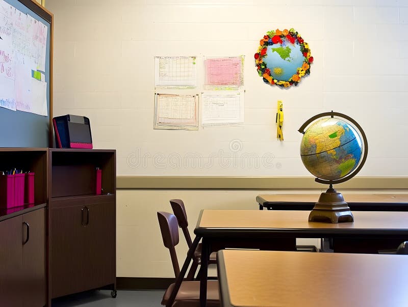 Globe in a School Classroom Primary Education Geography Map Stock ...