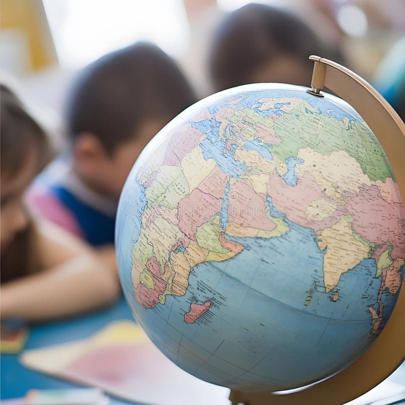 Globe in a School Classroom Primary Education Map Stock Illustration ...