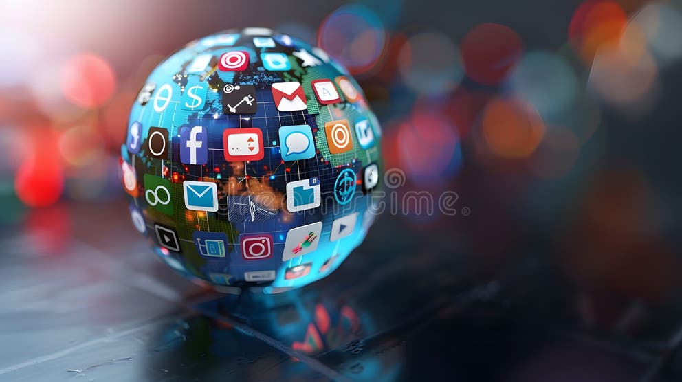 Globe with Search Engine Icons Orbiting Around. Stock Illustration ...