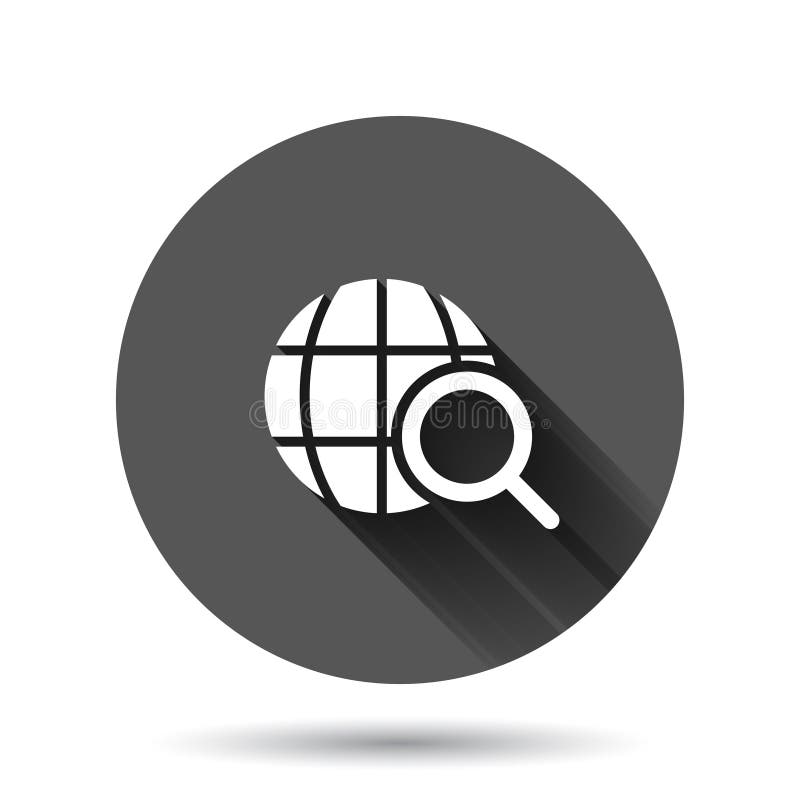 Globe Search Icon in Flat Style. Network Navigation Vector Illustration ...