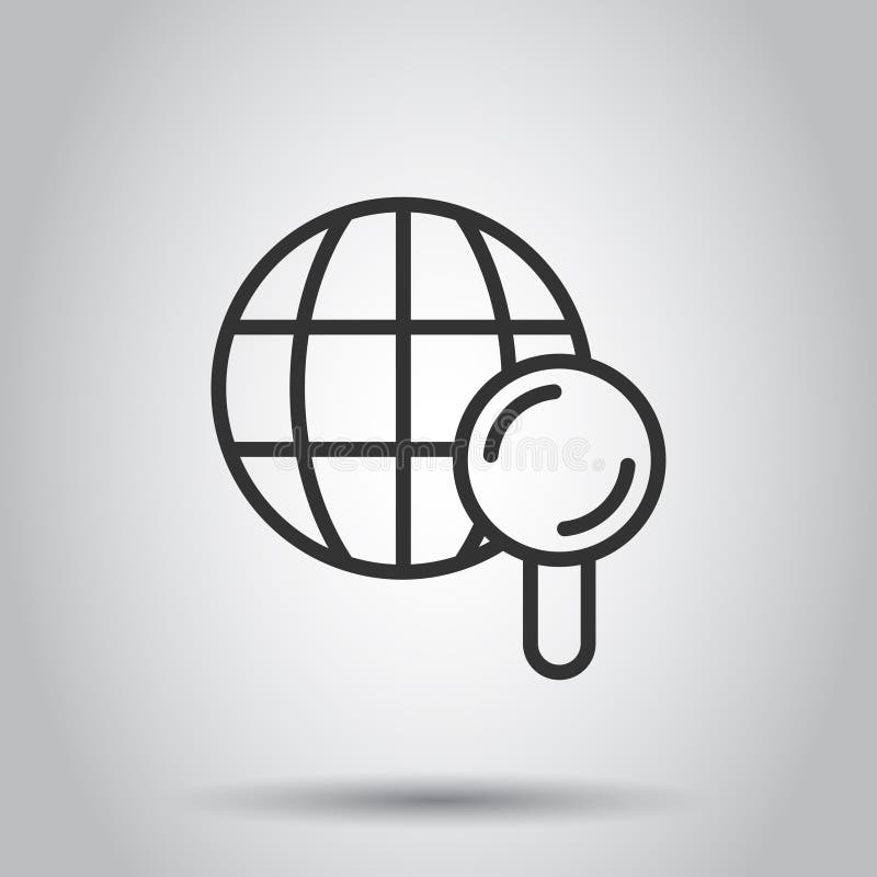 Globe Search Icon in Flat Style. Network Navigation Vector Illustration ...