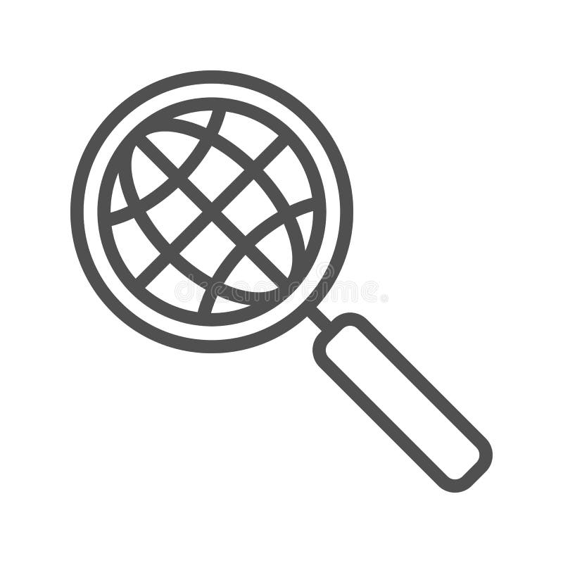 Globe search line icon stock vector. Illustration of vector - 85508705