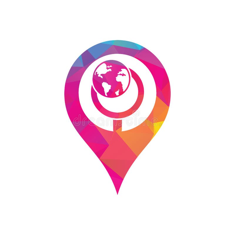 Globe Search Map Pin Shape Concept Logo Vector Icon. Stock Vector ...