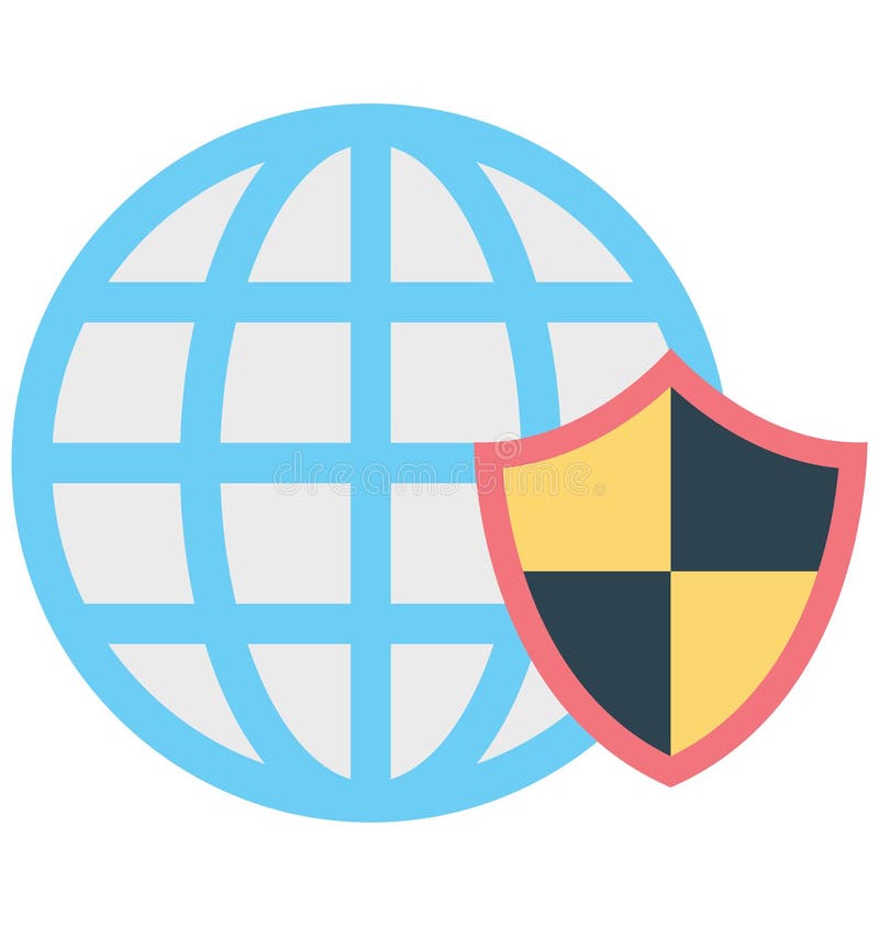 Globe Security Color Isolated Vector Icon that Easily Can Be Modified ...
