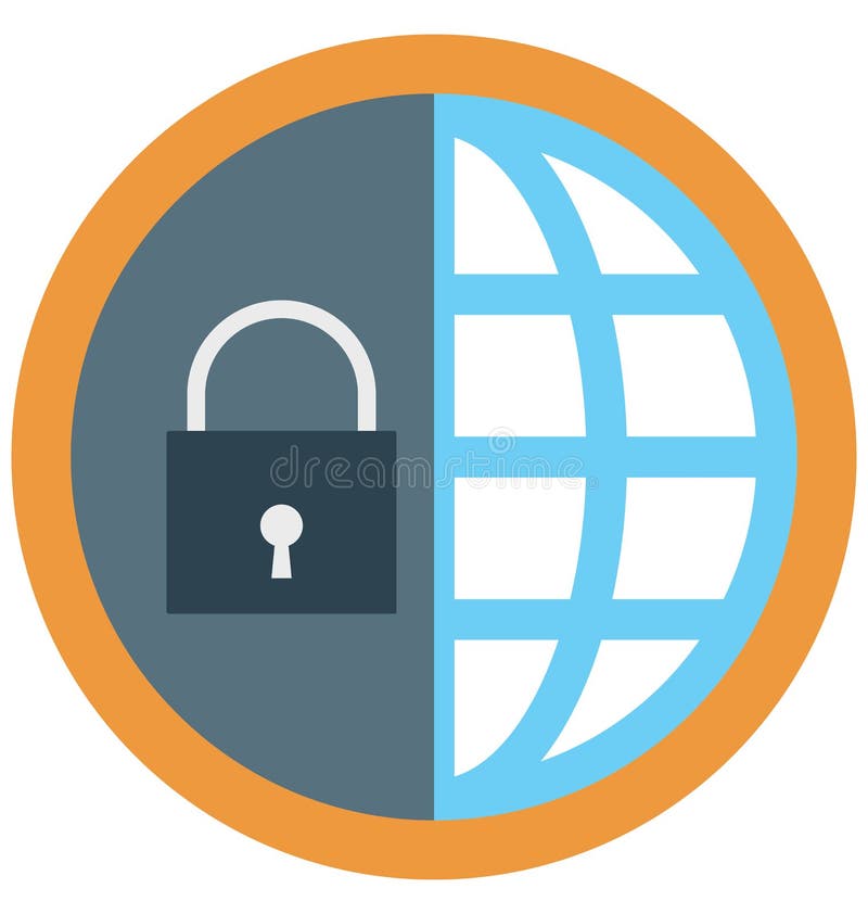 Globe Security Color Isolated Vector Icon that Easily Can Be Modified ...