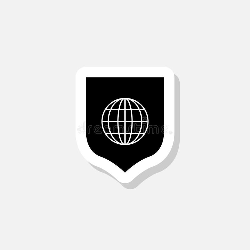 Globe Security Shield Sticker Icon Stock Vector - Illustration of ...