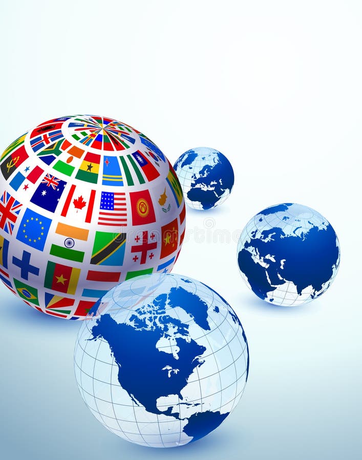 Globe with Many Flag Banner Stock Illustration - Illustration of ...