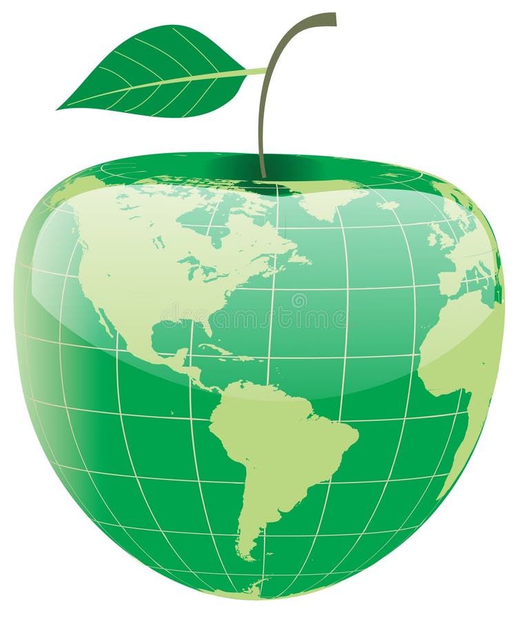 Vector red apple earth stock vector. Illustration of environmental ...