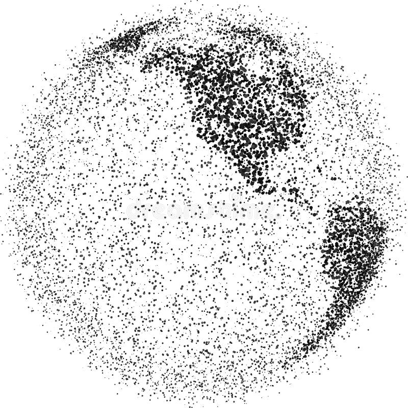 Globe Shape, World Map Created from Scattered Dots. Vector Illustration ...