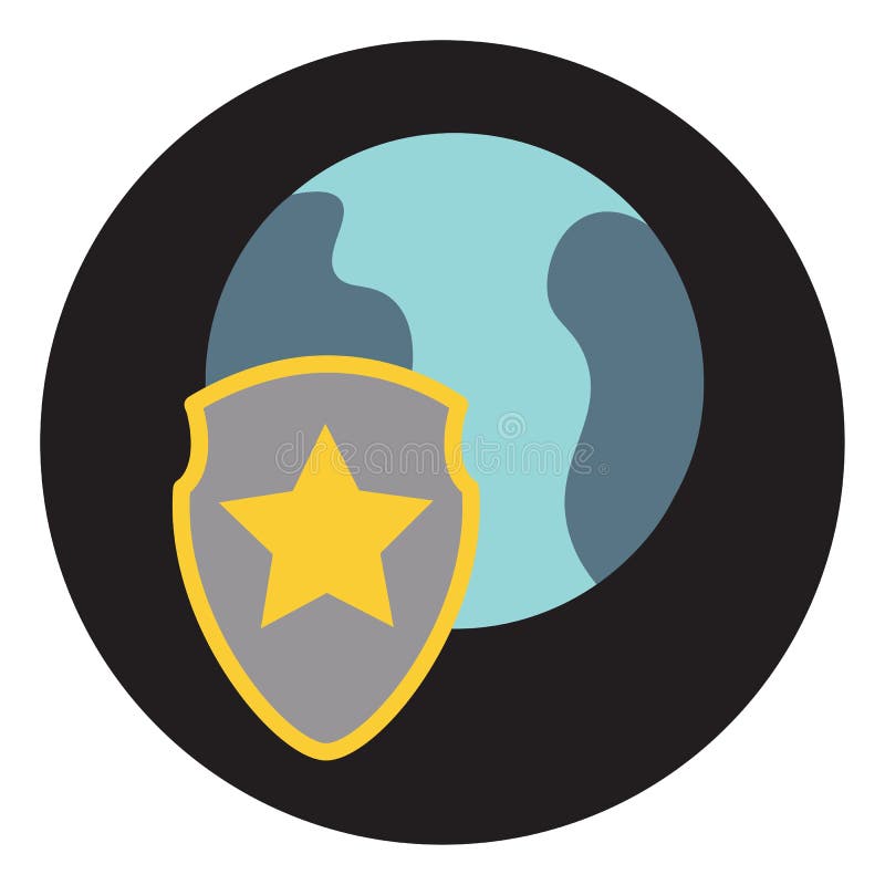 Globe with shield, icon stock vector. Illustration of icon - 261079373