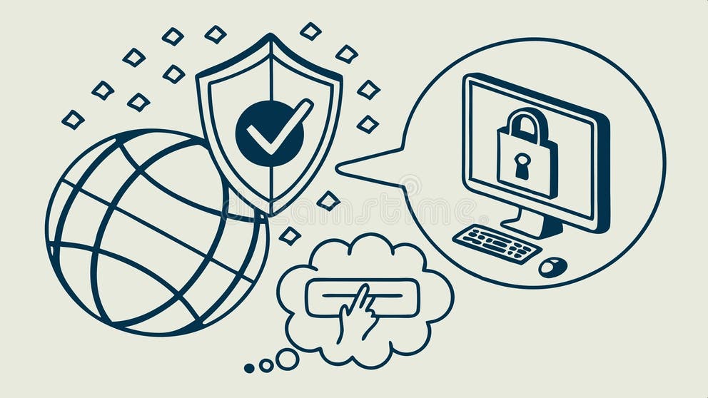 Globe Shield Lock Global Security Protection Concept Vector Design ...