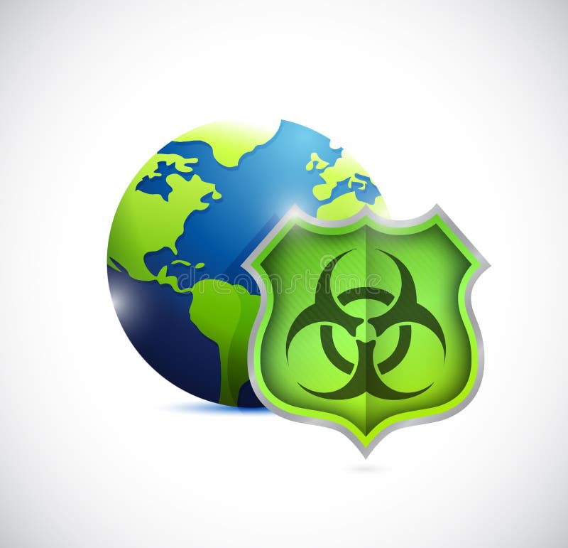 Globe and Shield Protection Illustration Design Stock Illustration ...