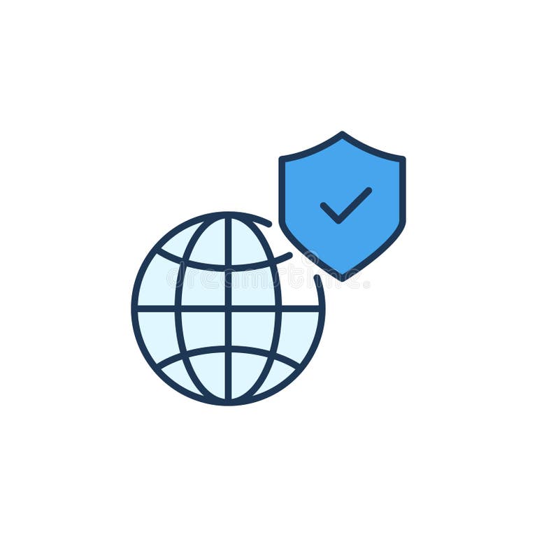 Globe with Shield Vector Concept Colored Icon or Sign Stock ...