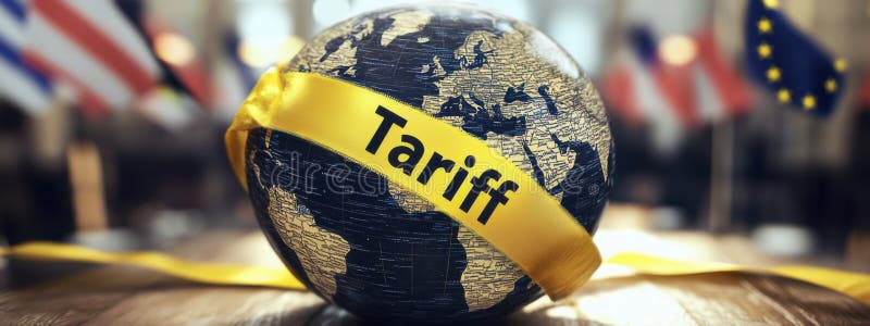 Global Trade Issues Represented by Globe Wrapped in Tariff Ribbon Amid ...