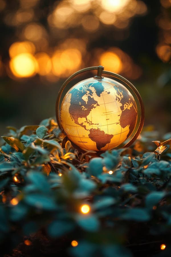 A Globe Sits Atop a Lush Green Field, Offering a Unique Perspective ...