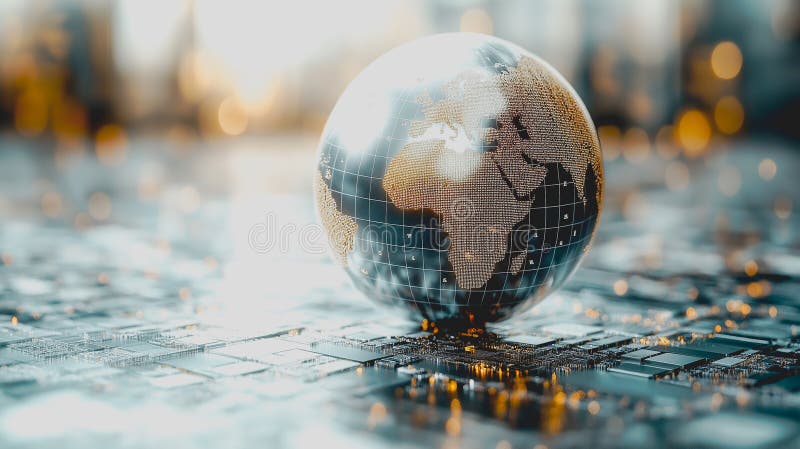 A Globe is Sitting on a Computer Keyboard. the Globe is Surrounded by a ...