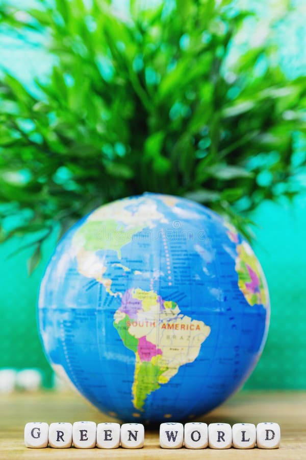 Globe - South America with GREEM WORLD Message Stock Image - Image of ...