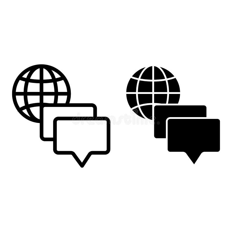 Globe and Speech Bubble Solid Icon. Planet with Messages Vector ...