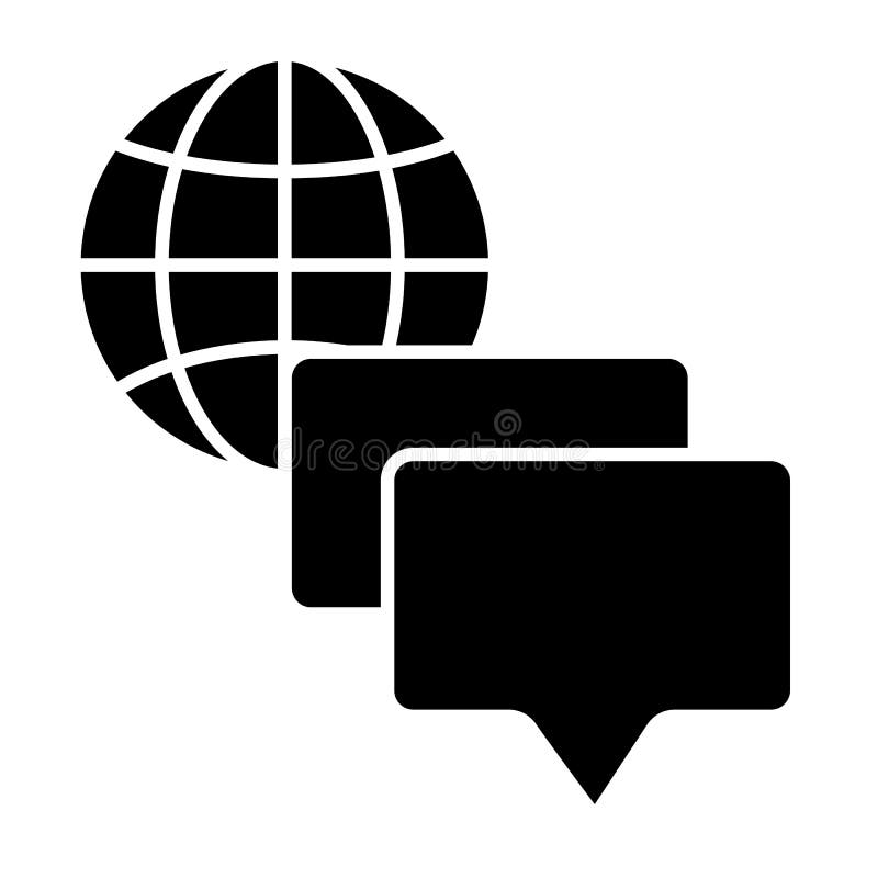 Globe and Speech Bubble Solid Icon. Planet with Messages Vector ...