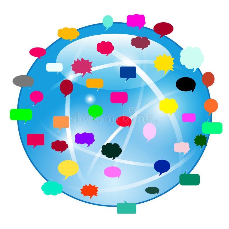 Globe And Speech Bubble Solid Icon. Planet With Messages Vector ...